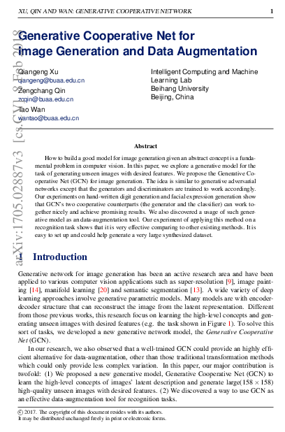 (PDF) Generative Cooperative Net for Image Generation and Data Augmentation | Zengchang Qin ...