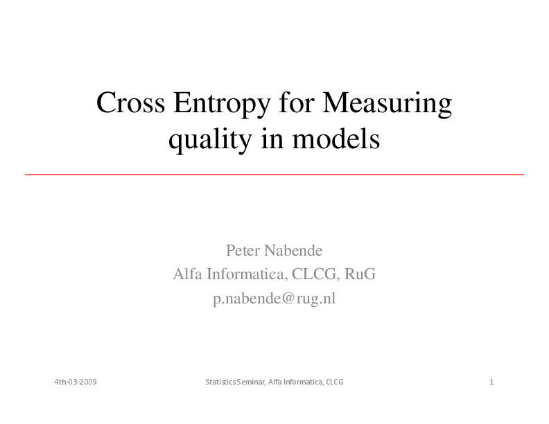 (PDF) Cross Entropy for Measuring Model Quality in Natural Language ...