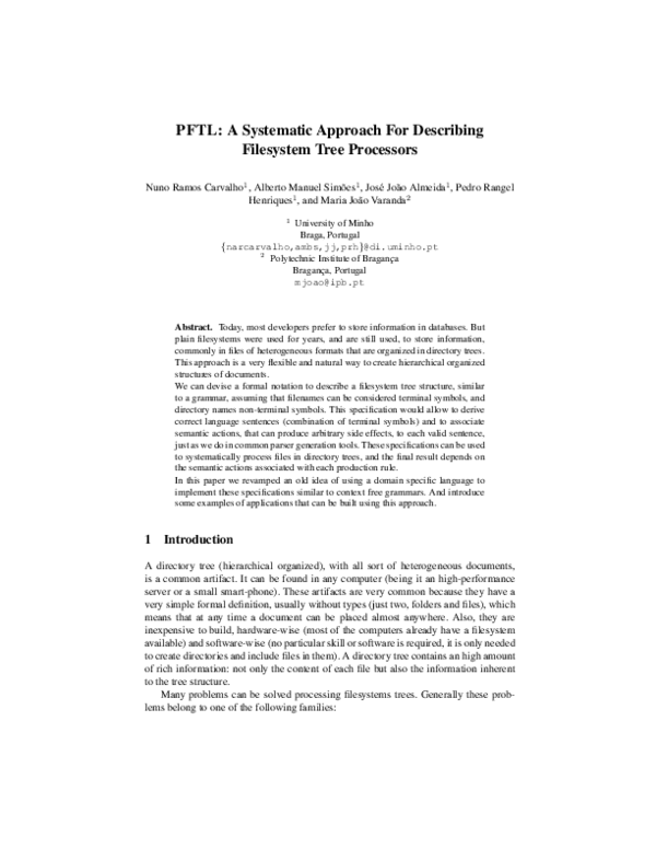 (PDF) PFTL: a systematic approach for describing filesystem tree processors