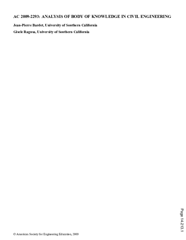 (PDF) Analysis Of Body Of Knowledge In Civil Engineering