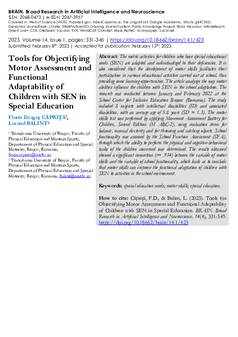 (PDF) Tools for Objectifying Motor Assessment and Functional ...