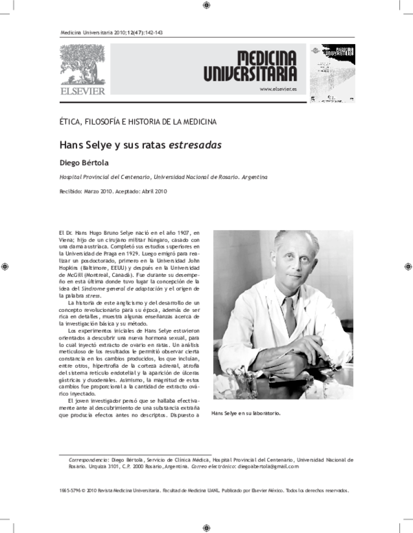 (PDF) Hans Selye y sus ratas estresadas
