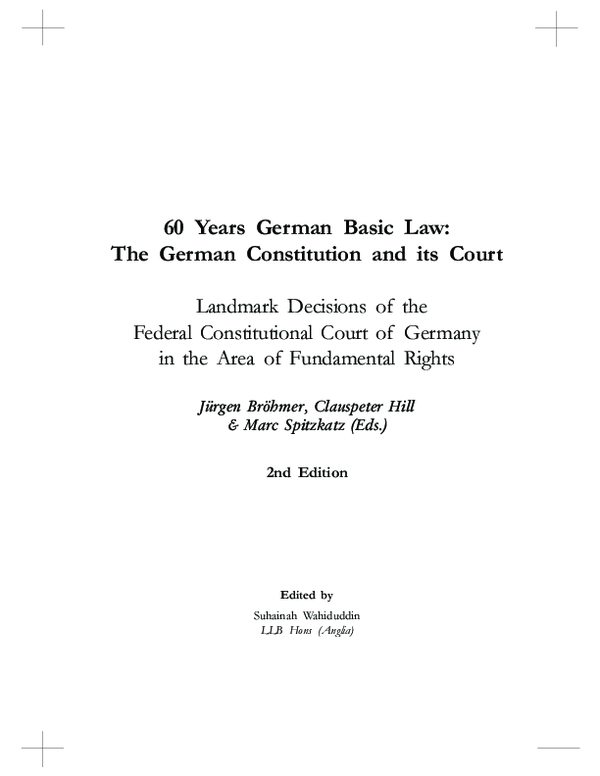 (PDF) 60 Years German Basic Law: The German Constitution and its Court ...