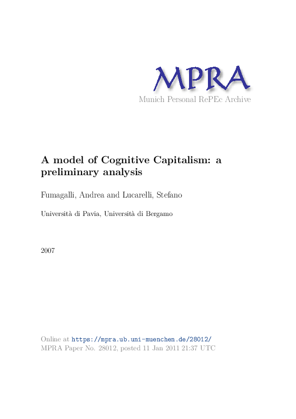 (PDF) A model of Cognitive Capitalism: a preliminary analysis