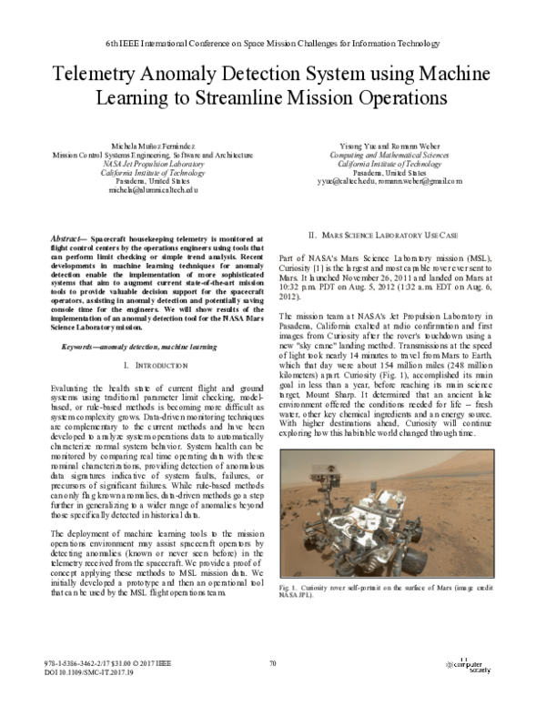 Pdf Telemetry Anomaly Detection System Using Machine Learning To