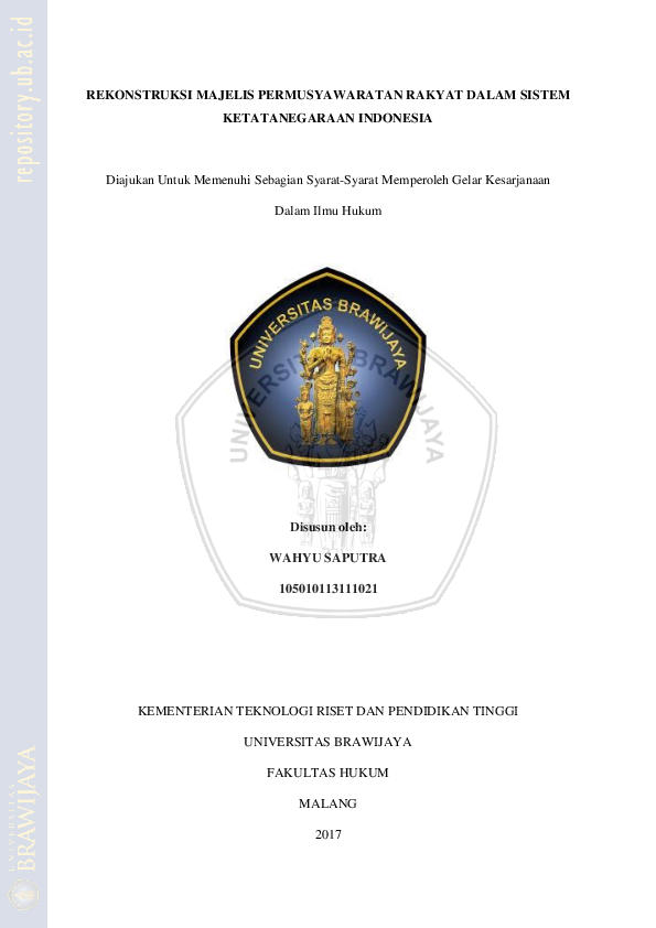 (PDF) Rekonstruksi Majelis Permusyawaratan Rakyat Dalam Sistem Ketatanegaraan Indonesia