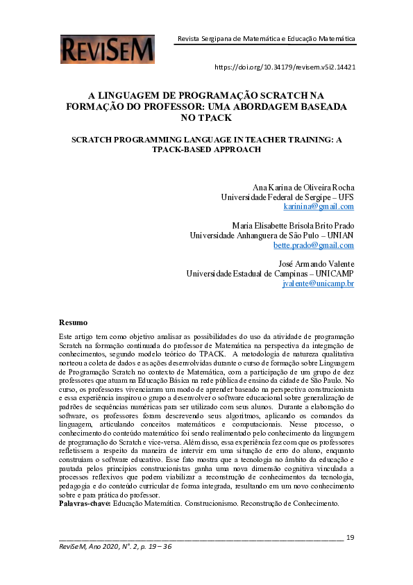 (PDF) A linguagem de programação Scratch na formação do professor: uma ...