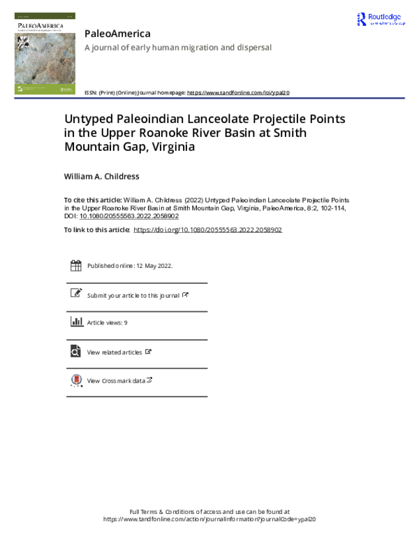 (PDF) Untyped Paleoindian Lanceolate Projectile Points in the Upper ...