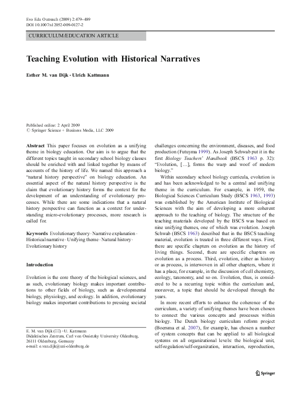 (PDF) Teaching Evolution with Historical Narratives | Ulrich Kattmann - Academia.edu