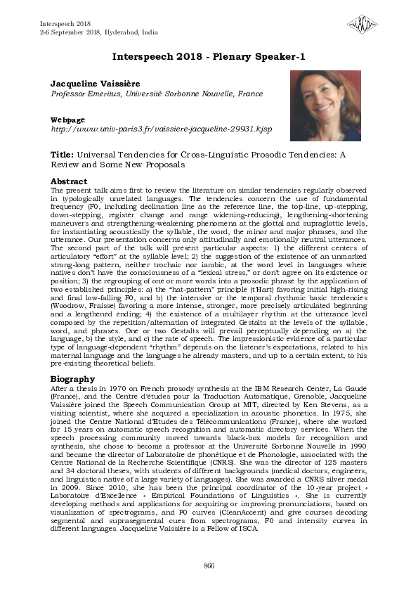 Pdf Universal Tendencies For Cross Linguistic Prosodic Tendencies A Review And Some New