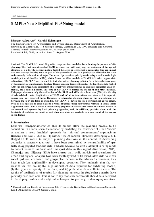 (PDF) SIMPLAN: a SIMplified PLANning model
