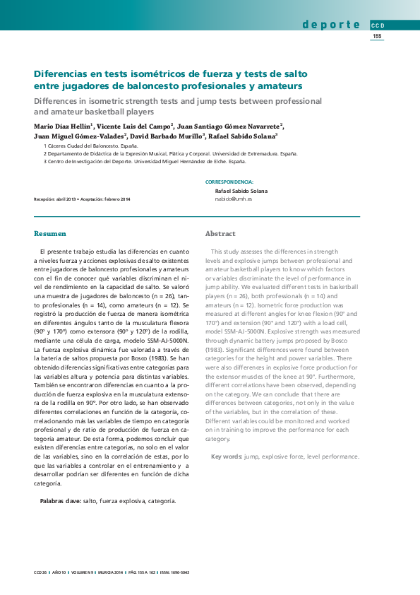 (PDF) Diferencias en Tests Isométricos de Fuerza y Tests de Salto entre ...