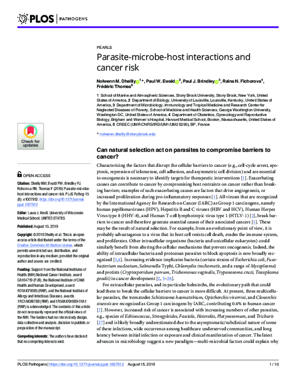 (PDF) Parasite-microbe-host interactions and cancer risk