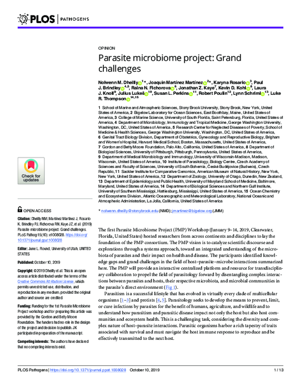(PDF) Parasite microbiome project: Grand challenges