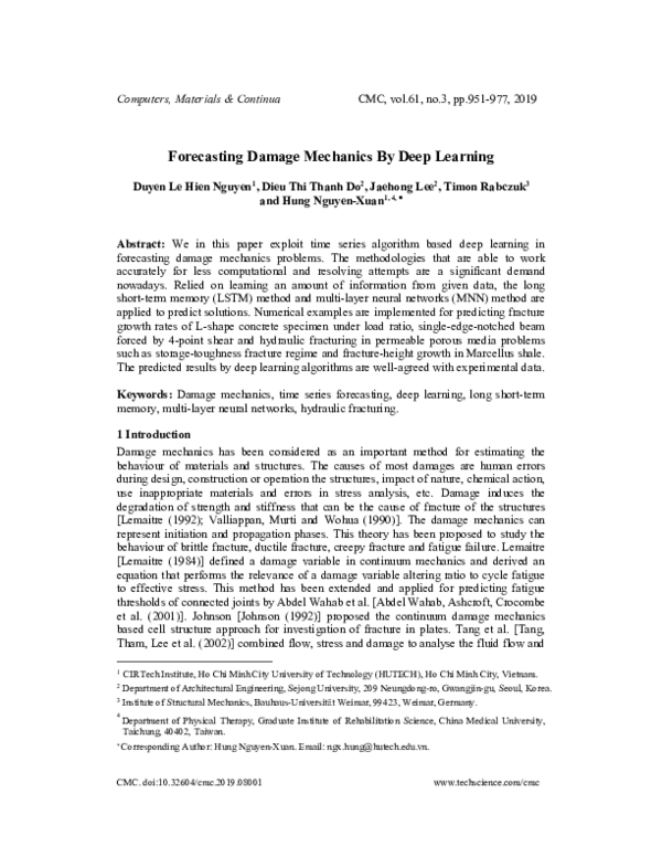 (PDF) Forecasting Damage Mechanics by Deep Learning