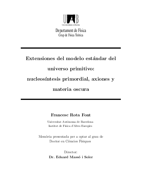 (PDF) Extensiones del modelo estándar del universo primitivo ...