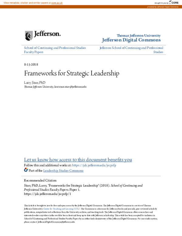 (PDF) Frameworks for Strategic Leadership