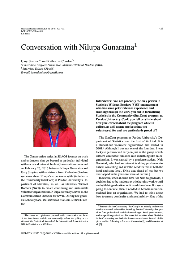 (PDF) Conversation with Nilupa Gunaratna