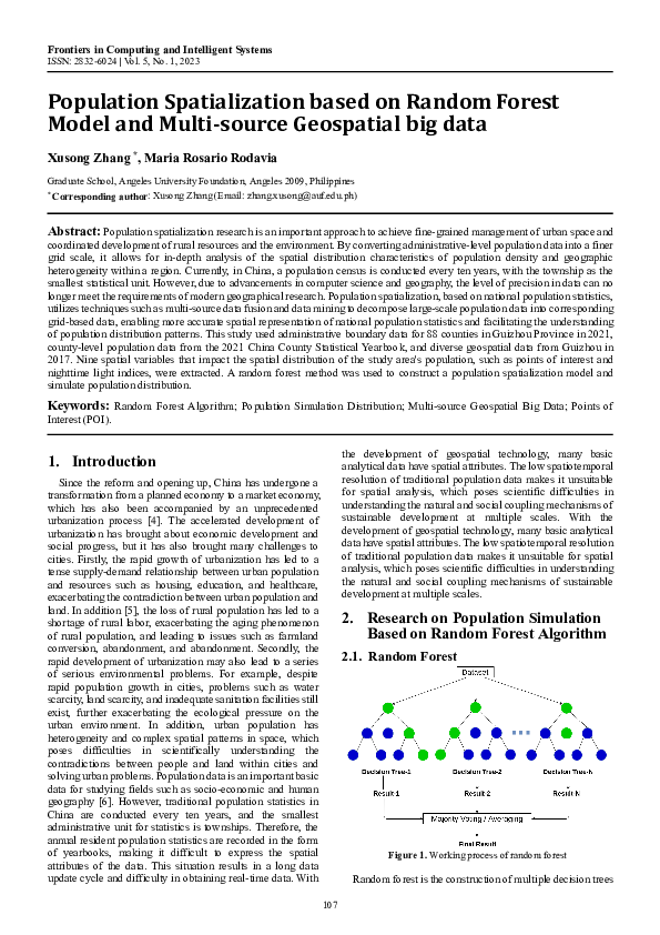 Pdf Population Spatialization Based On Random Forest Model And Multi Source Geospatial Big 