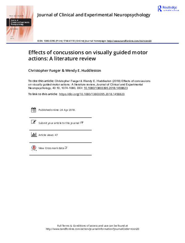 (PDF) Effects of concussions on visually guided motor actions: A literature review