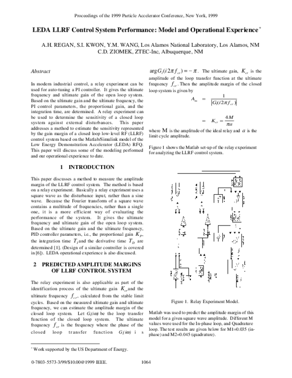 (PDF) LEDA LLRF control system performance: model and operational experience