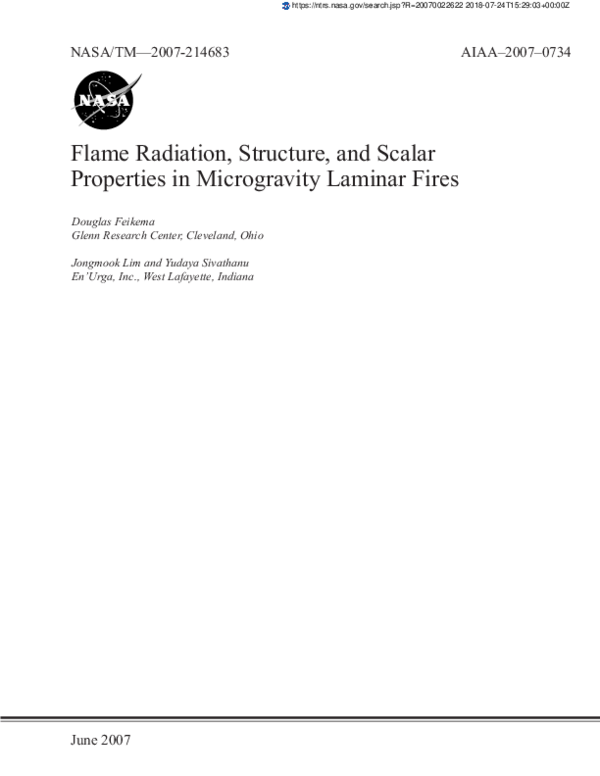 (PDF) Flame Radiation, Structure and Scalar Properties in Microgravity ...