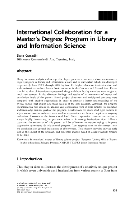 (PDF) International Collaboration for a Master’s Degree Program in ...