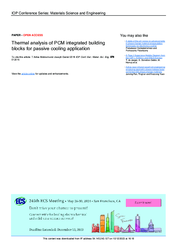(PDF) Thermal analysis of PCM integrated building blocks for passive ...