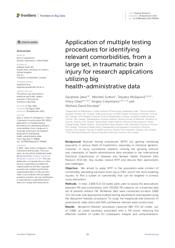 Pdf Application Of Multiple Testing Procedures For Identifying