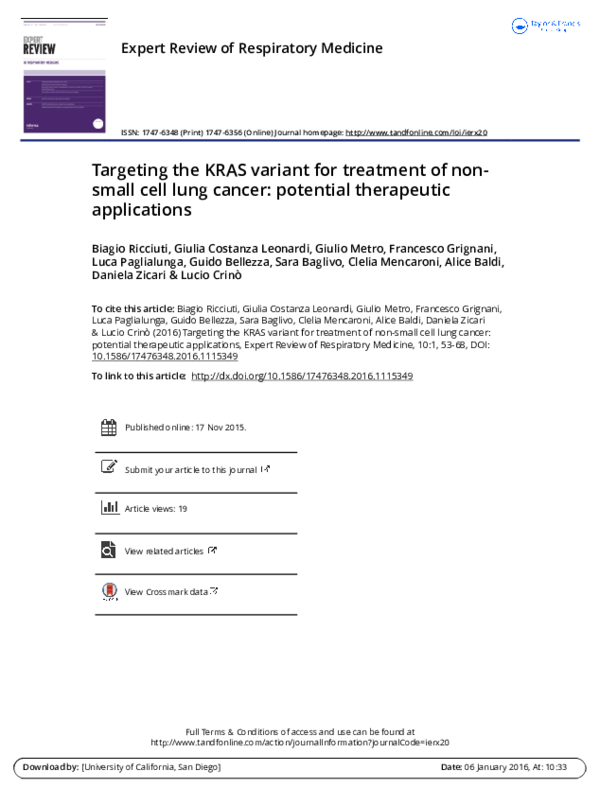 (PDF) Targeting the KRAS variant for treatment of non-small cell lung ...