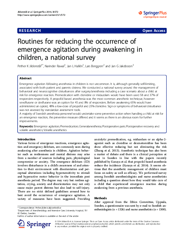 (PDF) Routines for reducing the occurrence of emergence agitation ...