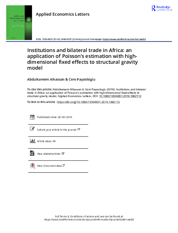 (PDF) Institutions and bilateral trade in Africa: an application of ...