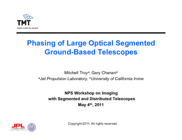 (PDF) Phasing of Large Optical Segmented Ground-Based Telescopes