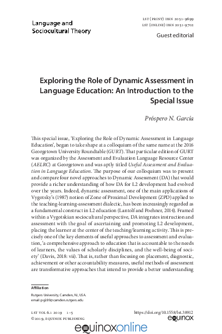 (PDF) Exploring the Role of Dynamic Assessment in Language Education ...