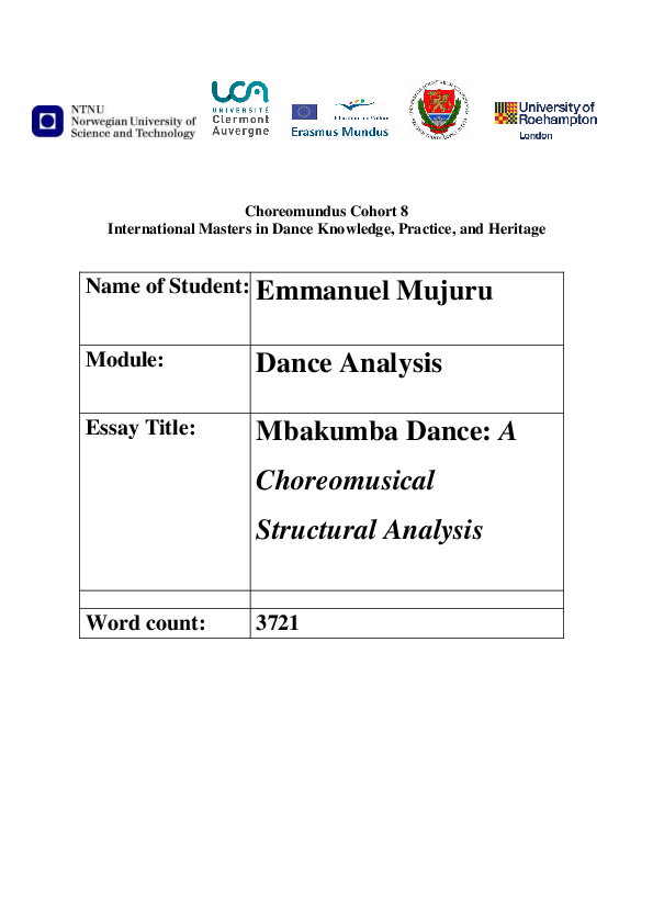 (PDF) Mbakumba Dance A Choreomusical Structural Analysis