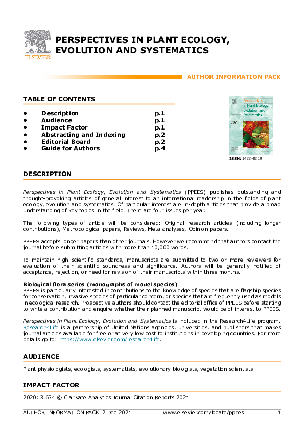 (PDF) Perspectives in Plant Ecology, Evolution and Systematics