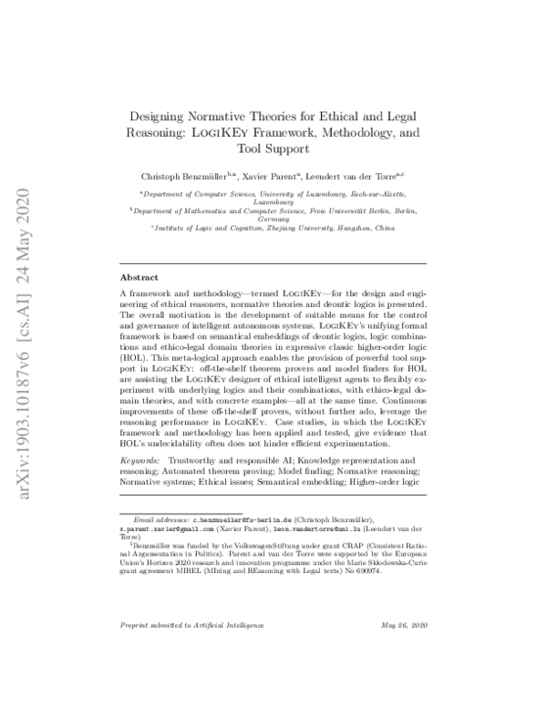 Pdf Designing Normative Theories Of Ethical Reasoning Formal