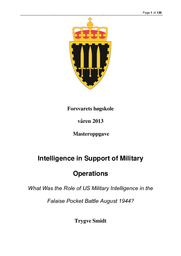(PDF) Intelligence in support of military operations: what was the role ...