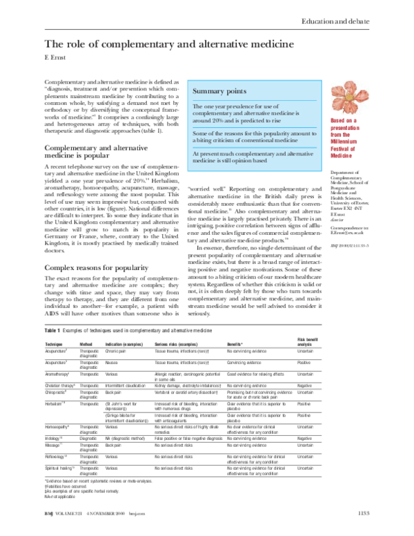 (PDF) The Role of Complementary and Alternative Medicine