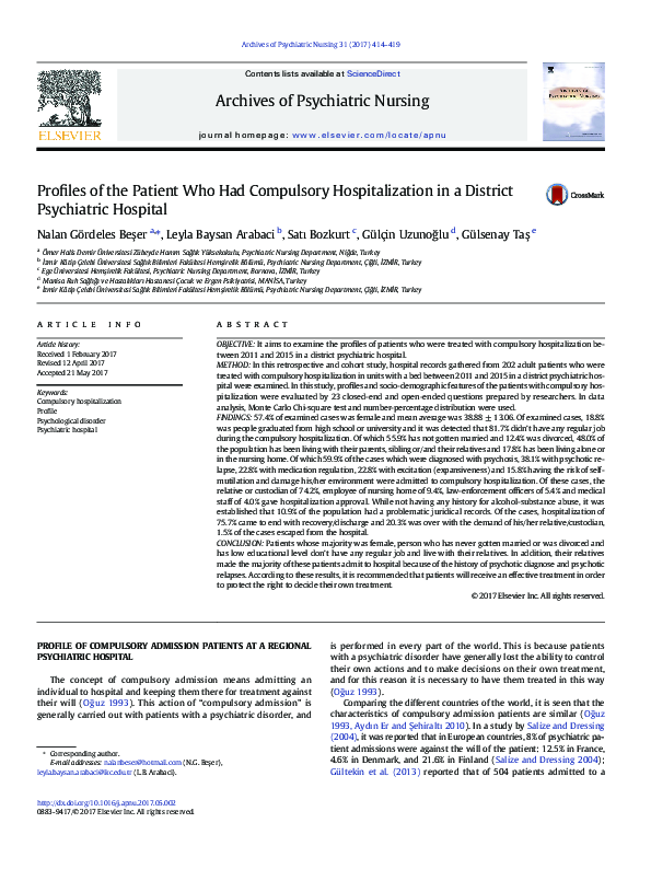 (PDF) Profiles of the Patient Who Had Compulsory Hospitalization in a ...