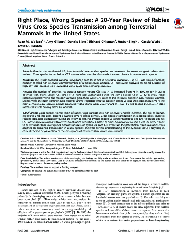 (PDF) Right Place, Wrong Species: A 20-Year Review of Rabies Virus ...
