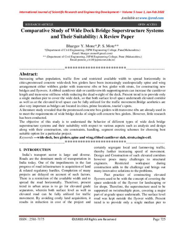 (PDF) Comparative Study of Wide Deck Bridge Superstructure Systems and ...