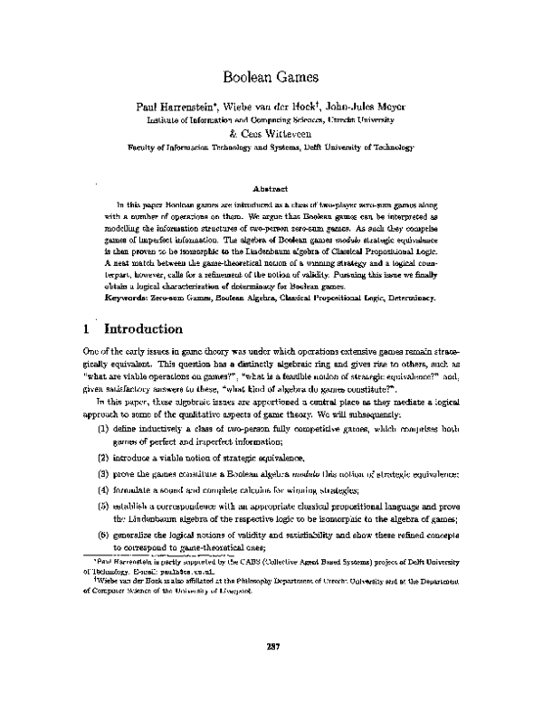 (PDF) Boolean games