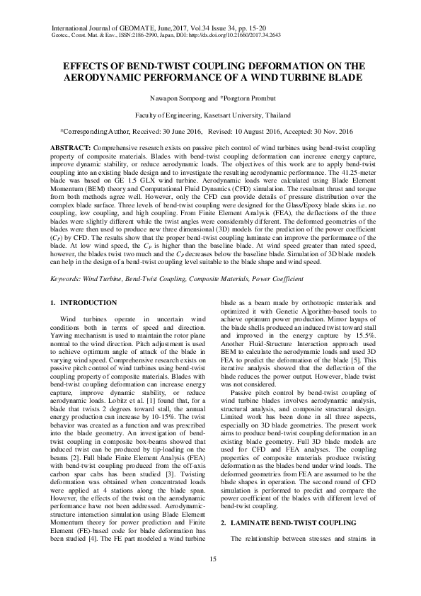 (PDF) Effects of Bend-Twist Coupling Deformation on the Aerodynamic ...