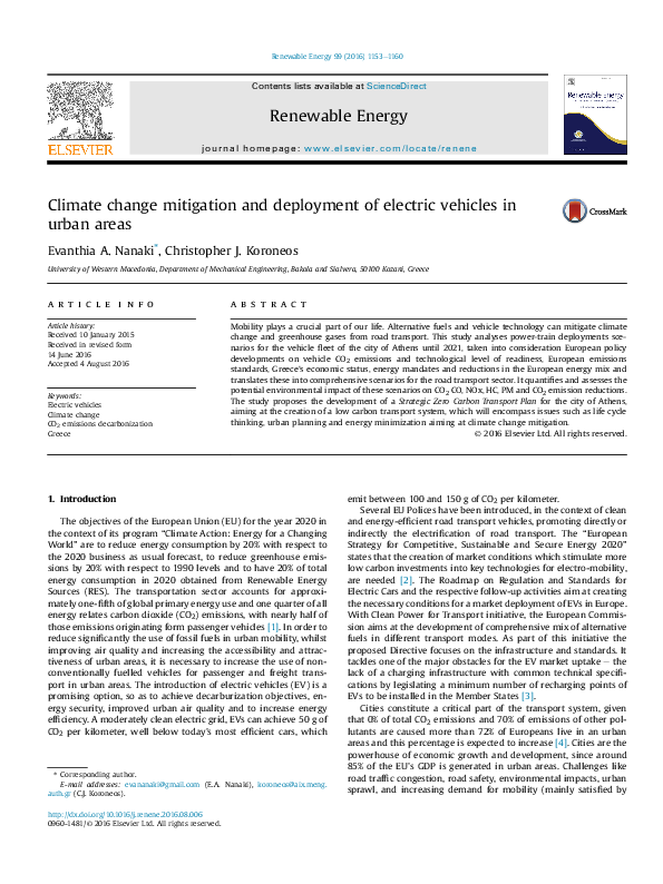 (PDF) Climate change mitigation and deployment of electric vehicles in ...