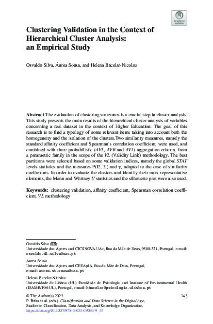 (PDF) Clustering Validation in the Context of Hierarchical Cluster Analysis: an Empirical Study