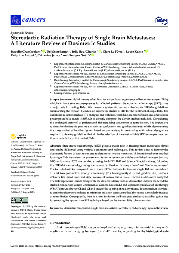 (PDF) Stereotactic Radiation Therapy of Single Brain Metastases: A Literature Review of ...