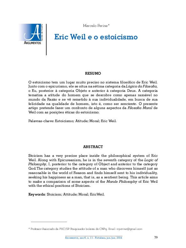 (PDF) Eric Weil e o estoicismo