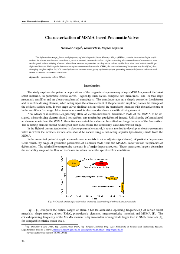 (PDF) Characterization of MSMA-based Pneumatic Valves | Stanislaw Flaga ...