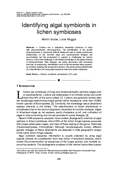 (PDF) Identifying algal symbionts in lichen symbioses